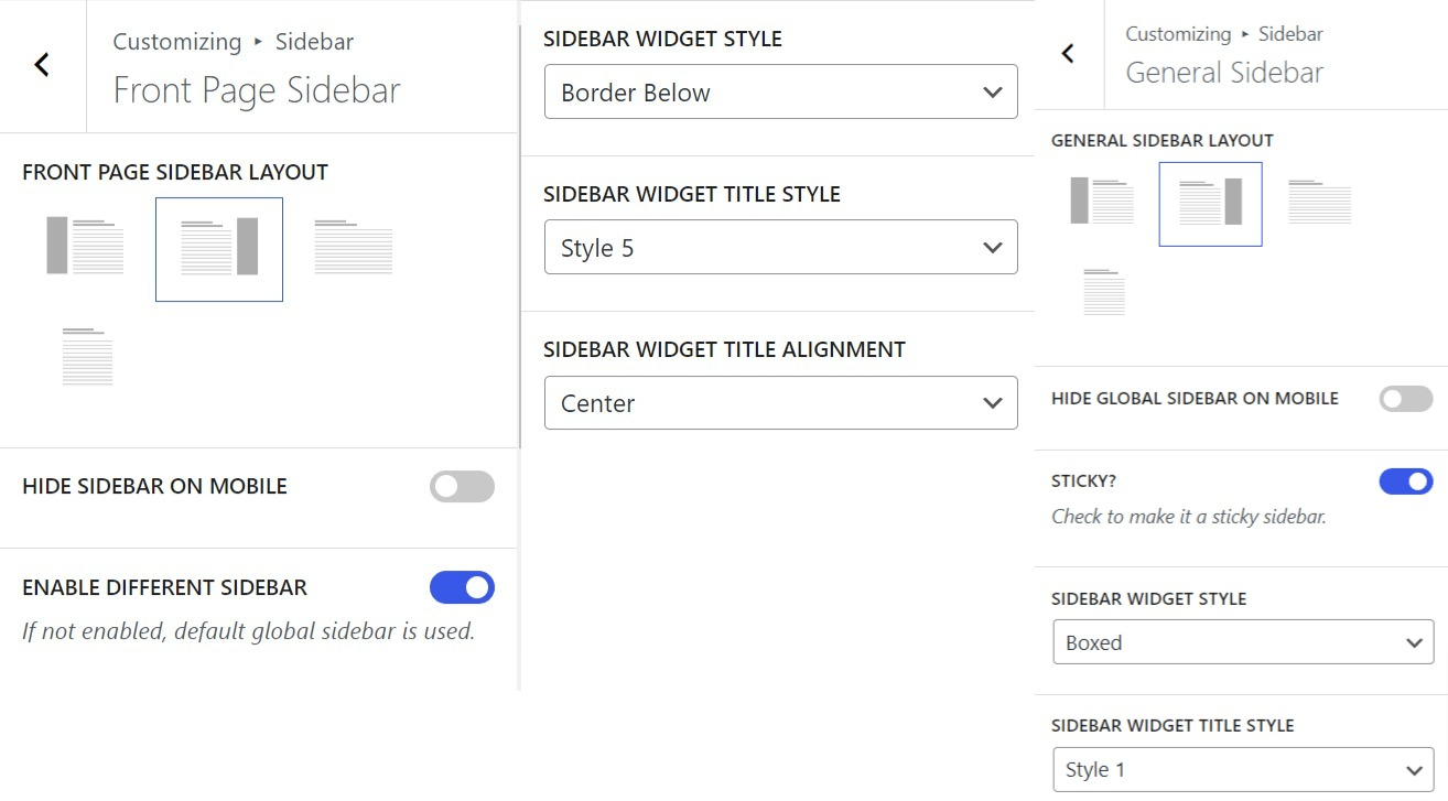 Sidebar Options | UnfoldWP Documentation